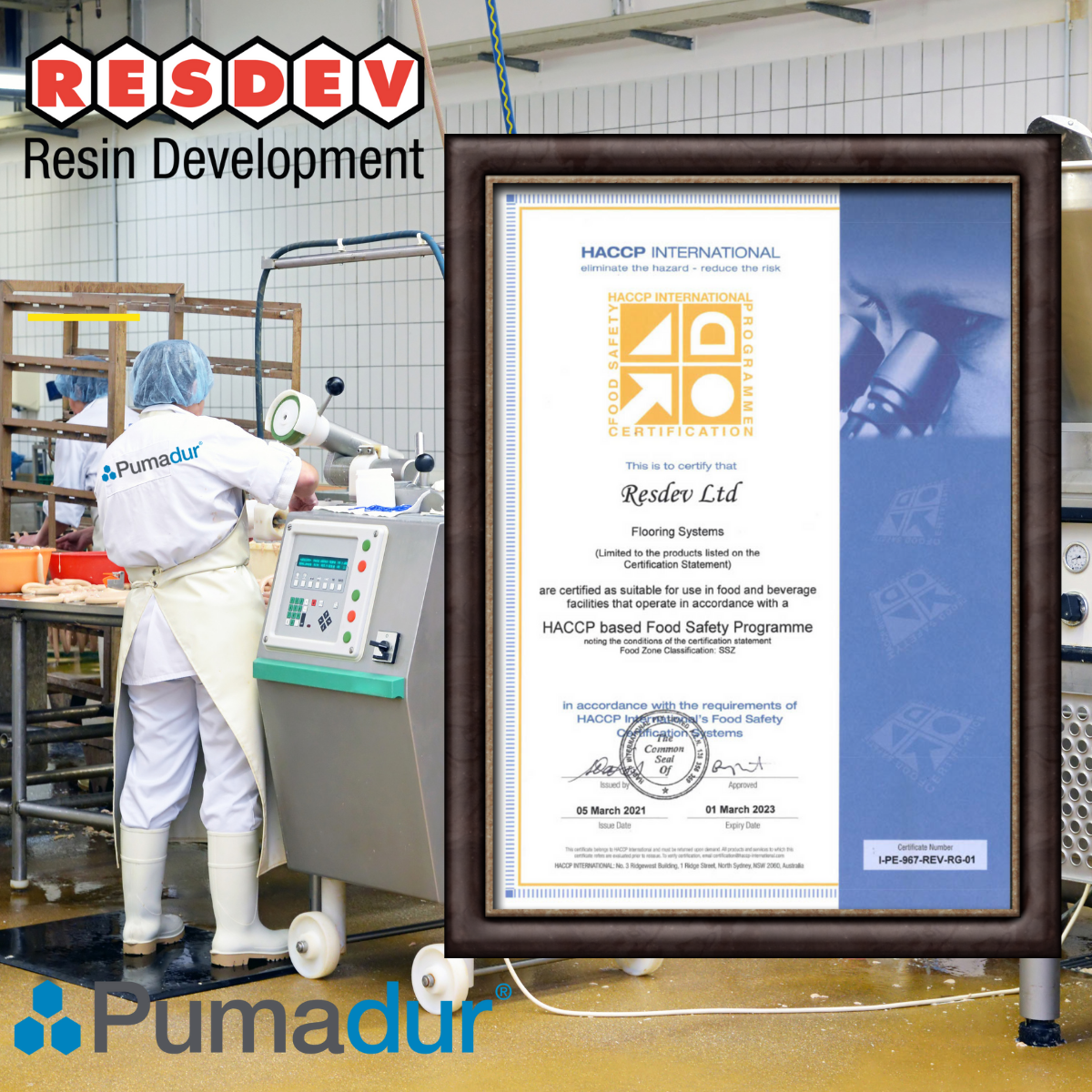 Resdev Ltd HACCP Certification – RESDEV – Resin Development | UK Resin Flooring Manufacturers